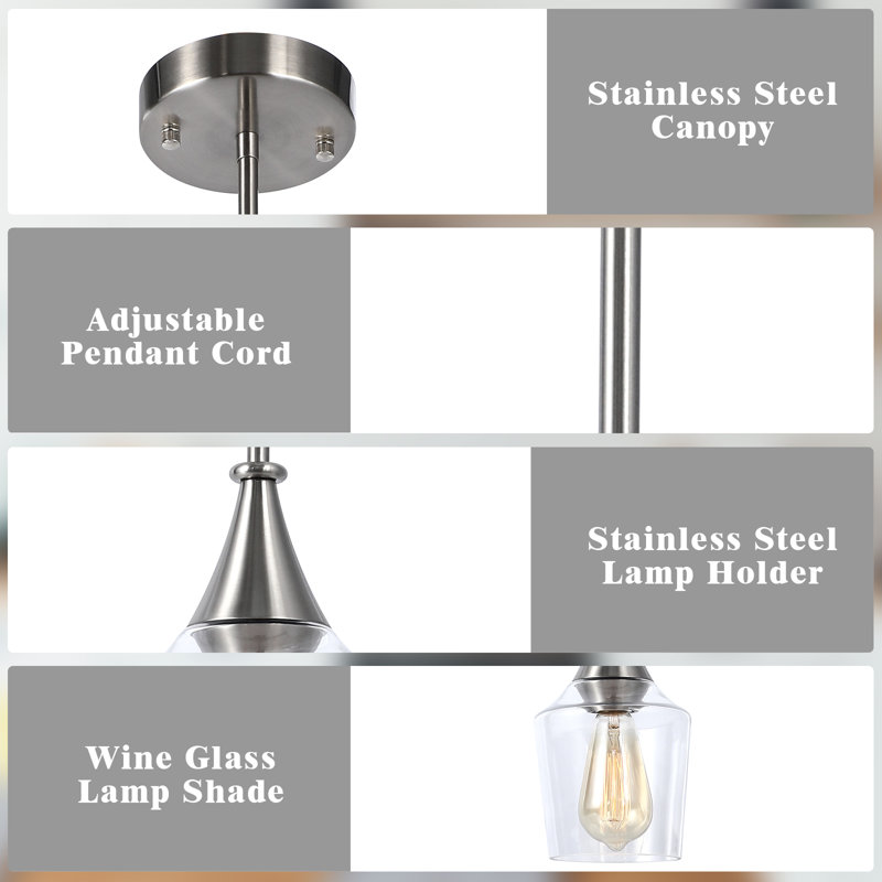 Ebern Designs Baldon 1 - Light Silver Bell Pendant | Wayfair